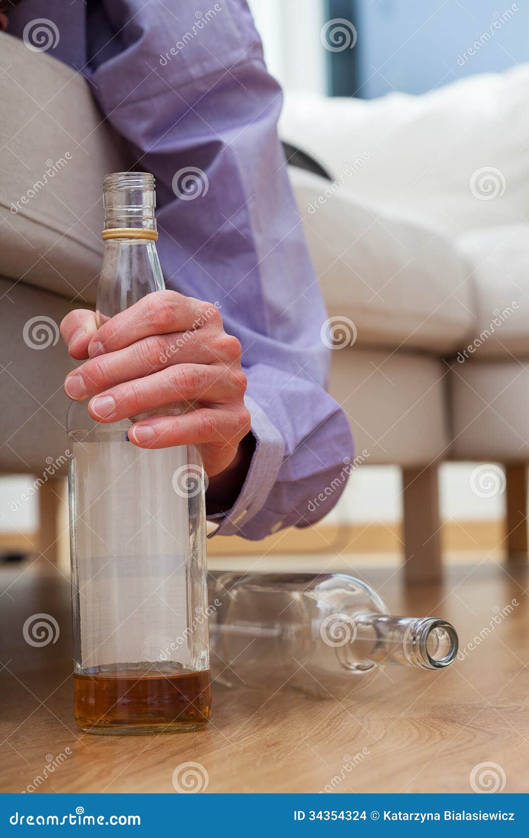 Alcoholic with Bottle of Vodka Stock Photo - Image of breakdown ...