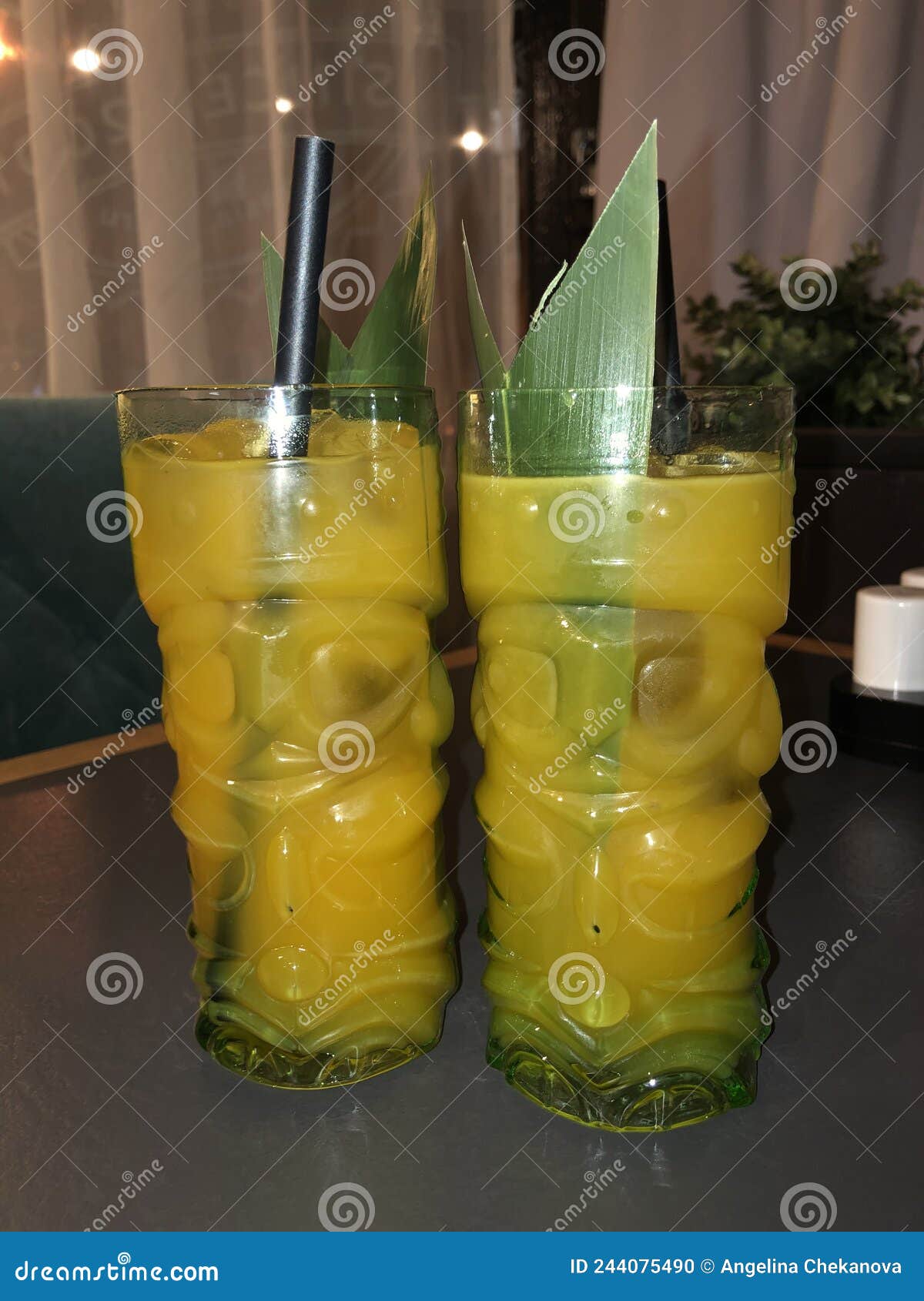 Alcoholic Cocktail with Mango and Peach Stock Photo - Image of water ...
