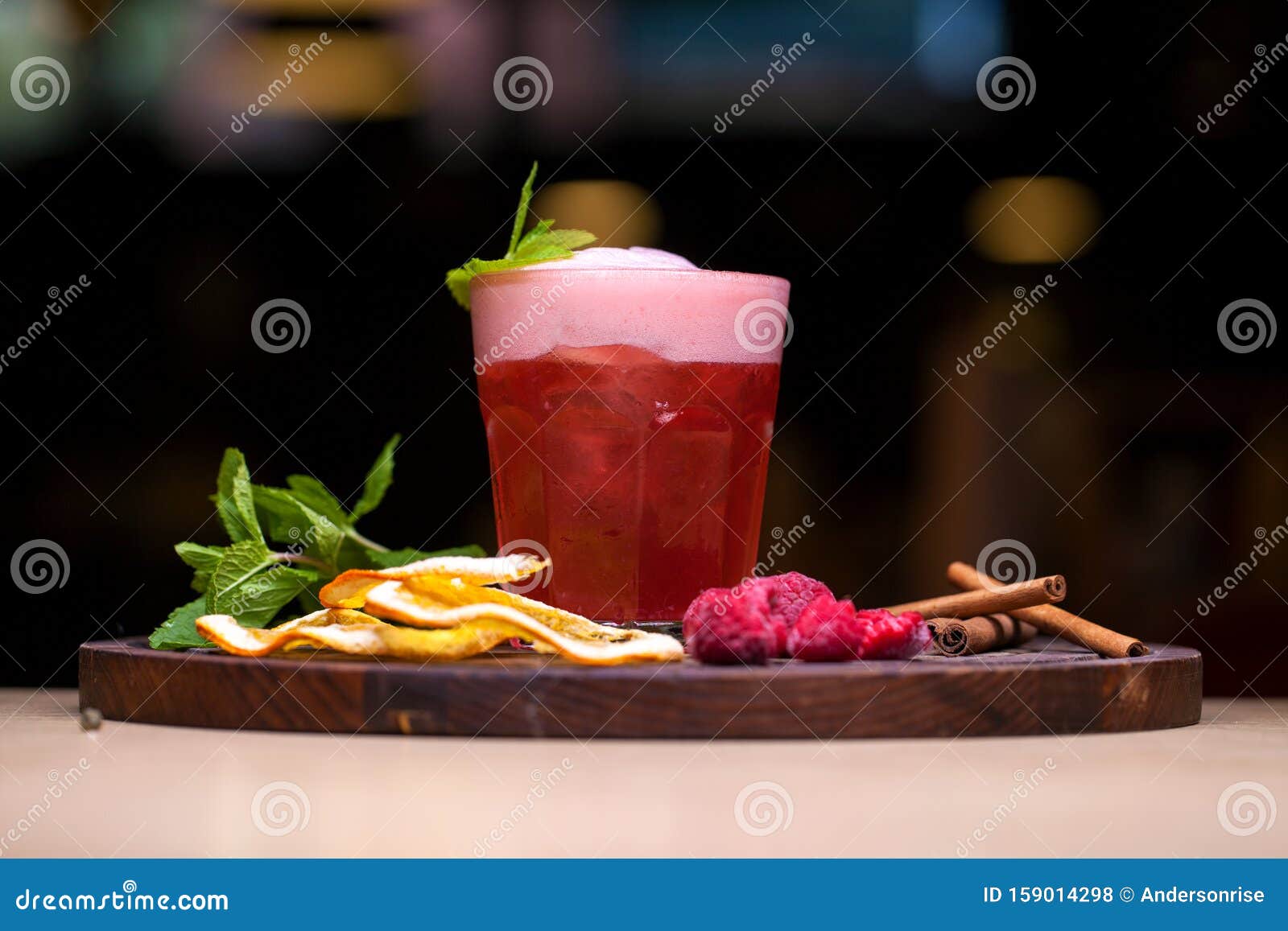 Alcoholic Cocktail with Raspberry Stock Photo - Image of food, healthy ...