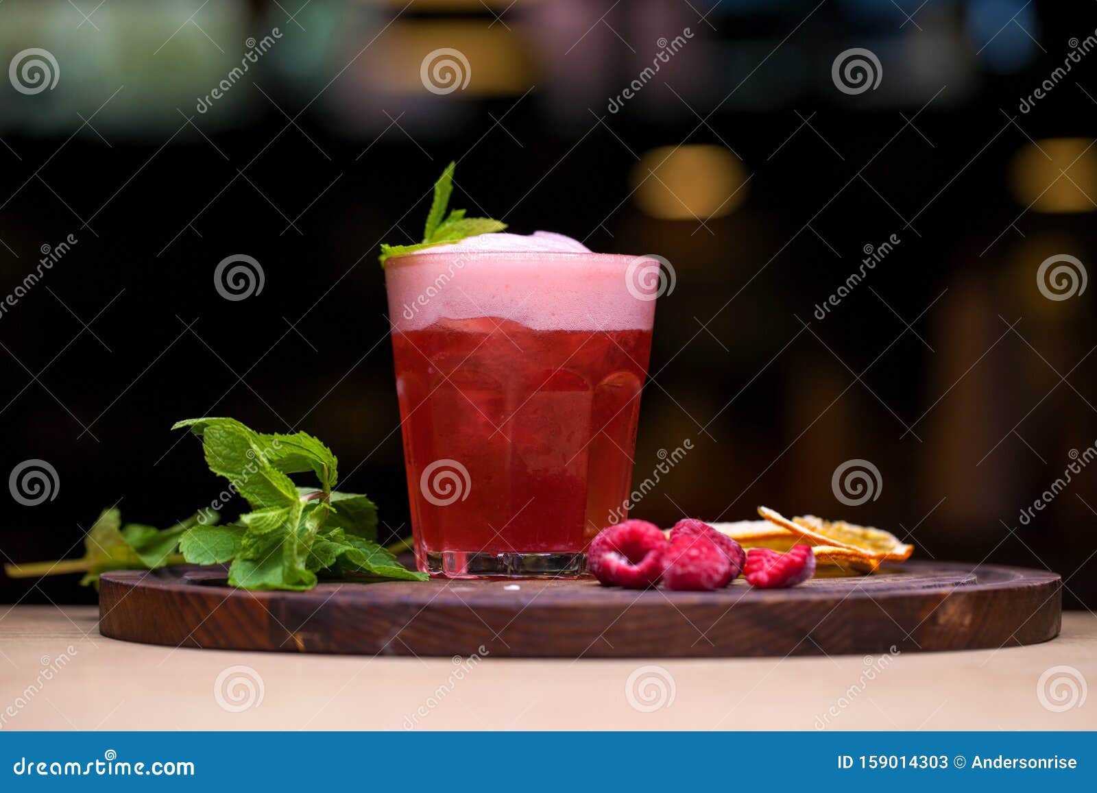 Alcoholic Cocktail with Raspberry Stock Image - Image of cafe ...