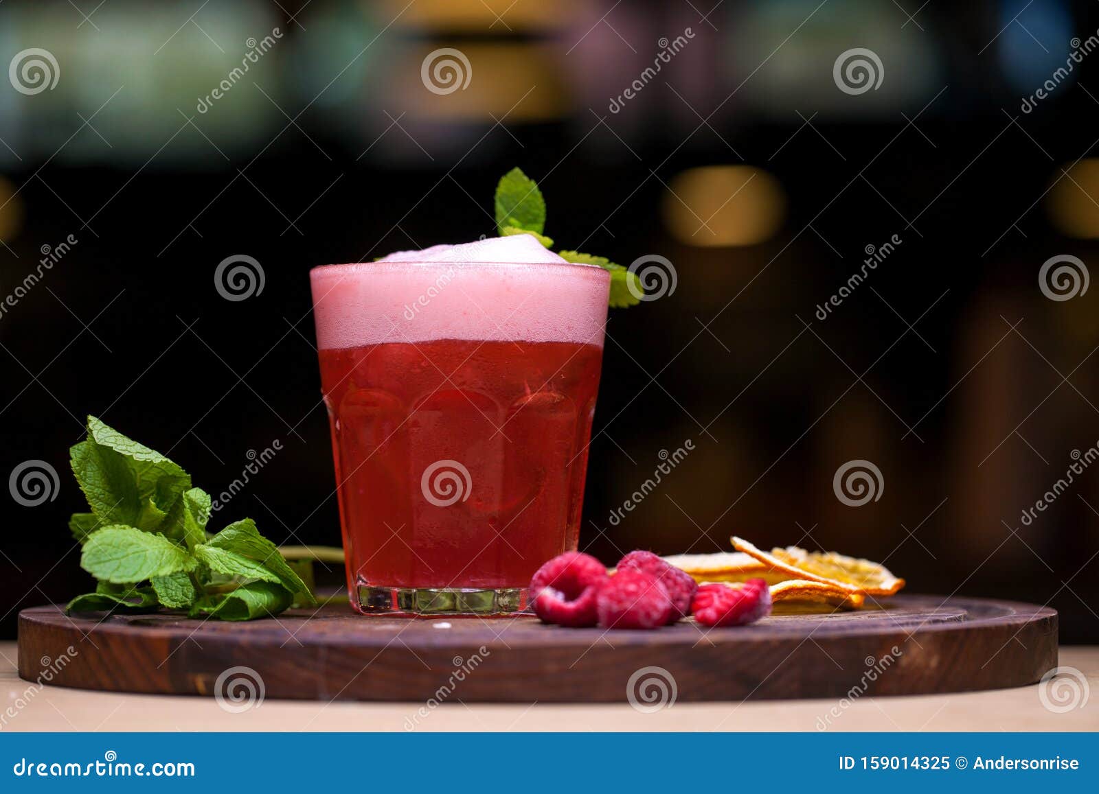 Alcoholic Cocktail with Raspberry Stock Image - Image of cafe, leaf ...