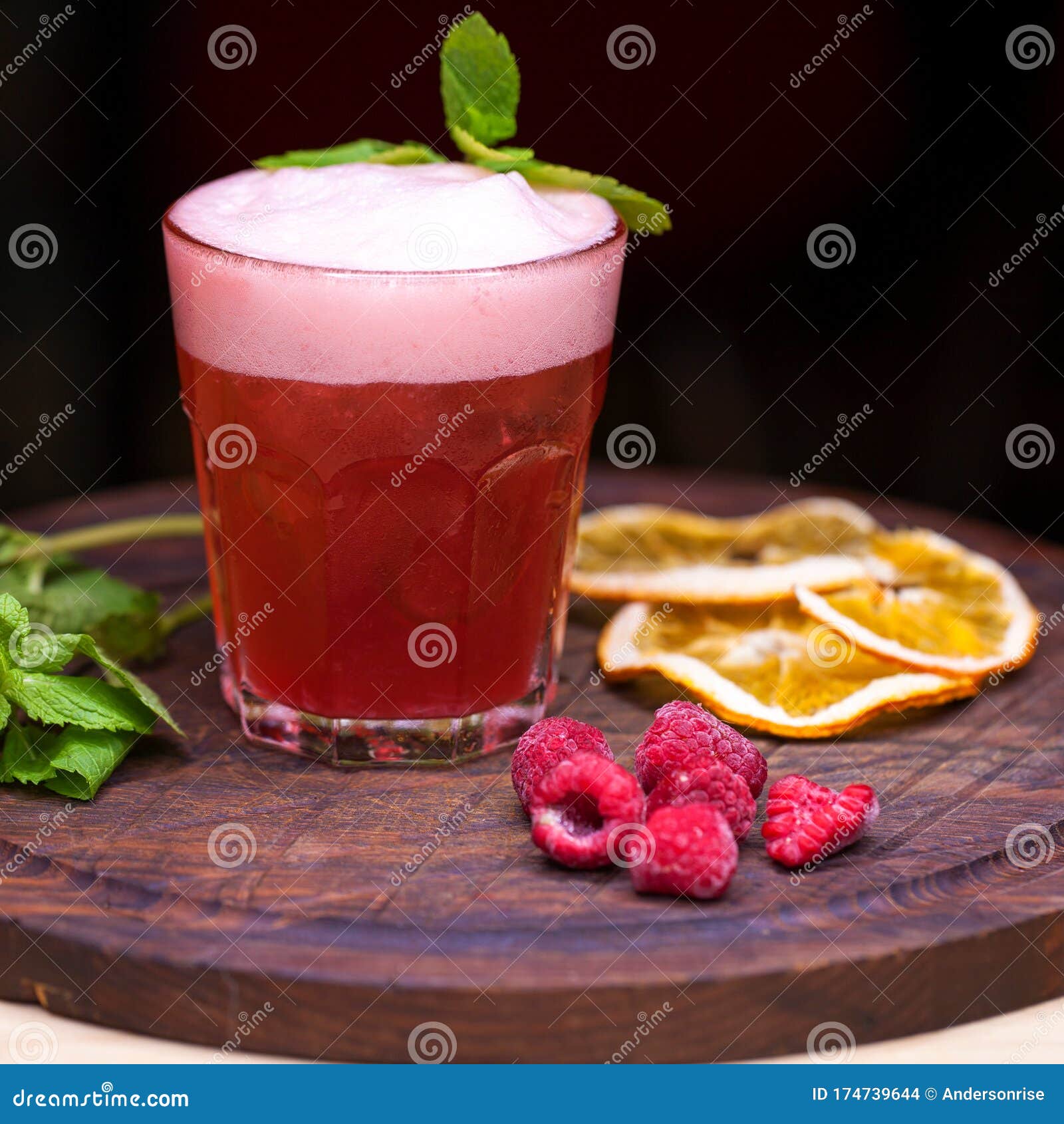 Alcoholic Cocktail with Raspberry Stock Photo - Image of fruit, healthy ...