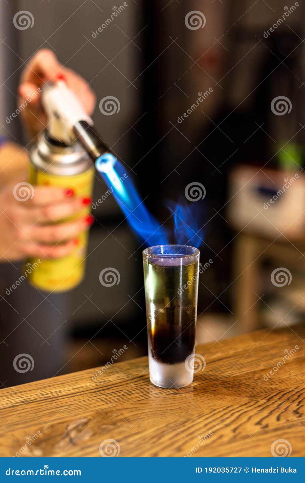 Alcoholic Cocktail with Real Fire. Stock Image - Image of smoky, glass ...