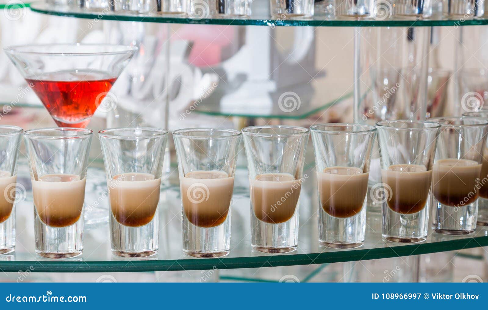 Alcoholic Cocktails on a Glass Surface, Banquet Table. Stock Image ...