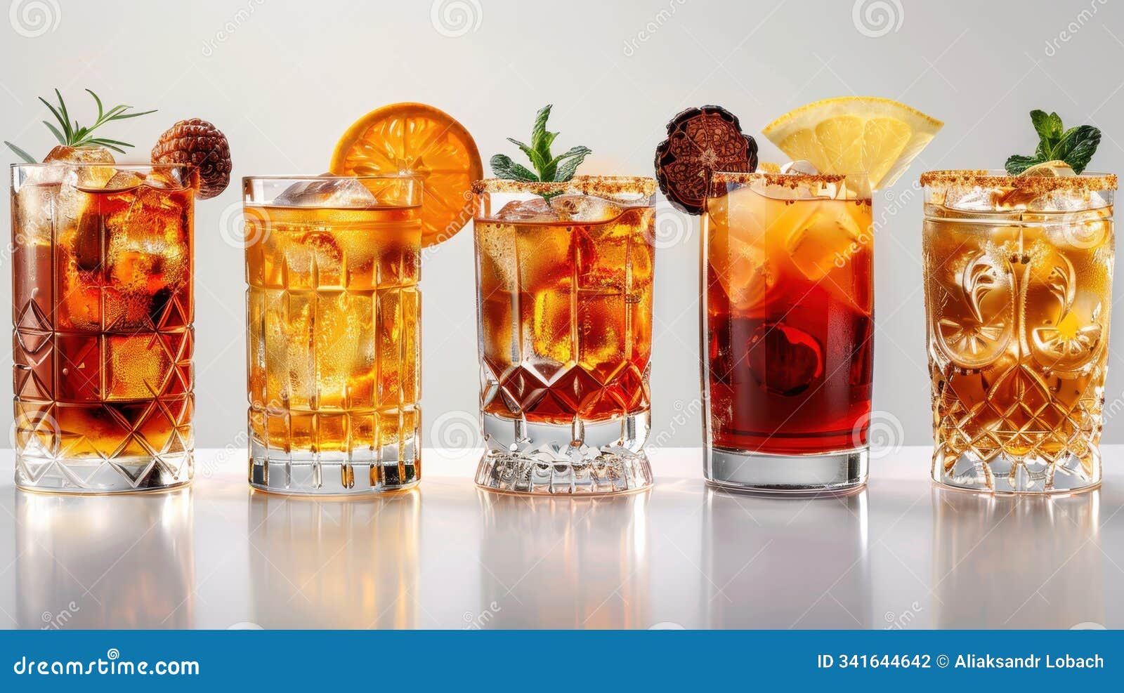 Alcoholic Cocktails in Glasses Standing on the Table Stock Photo ...