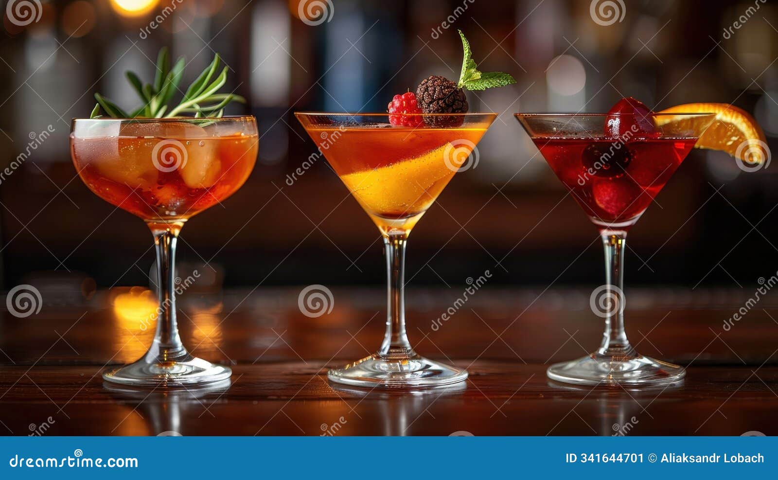 Alcoholic Cocktails in Glasses Standing on the Table Stock Image ...