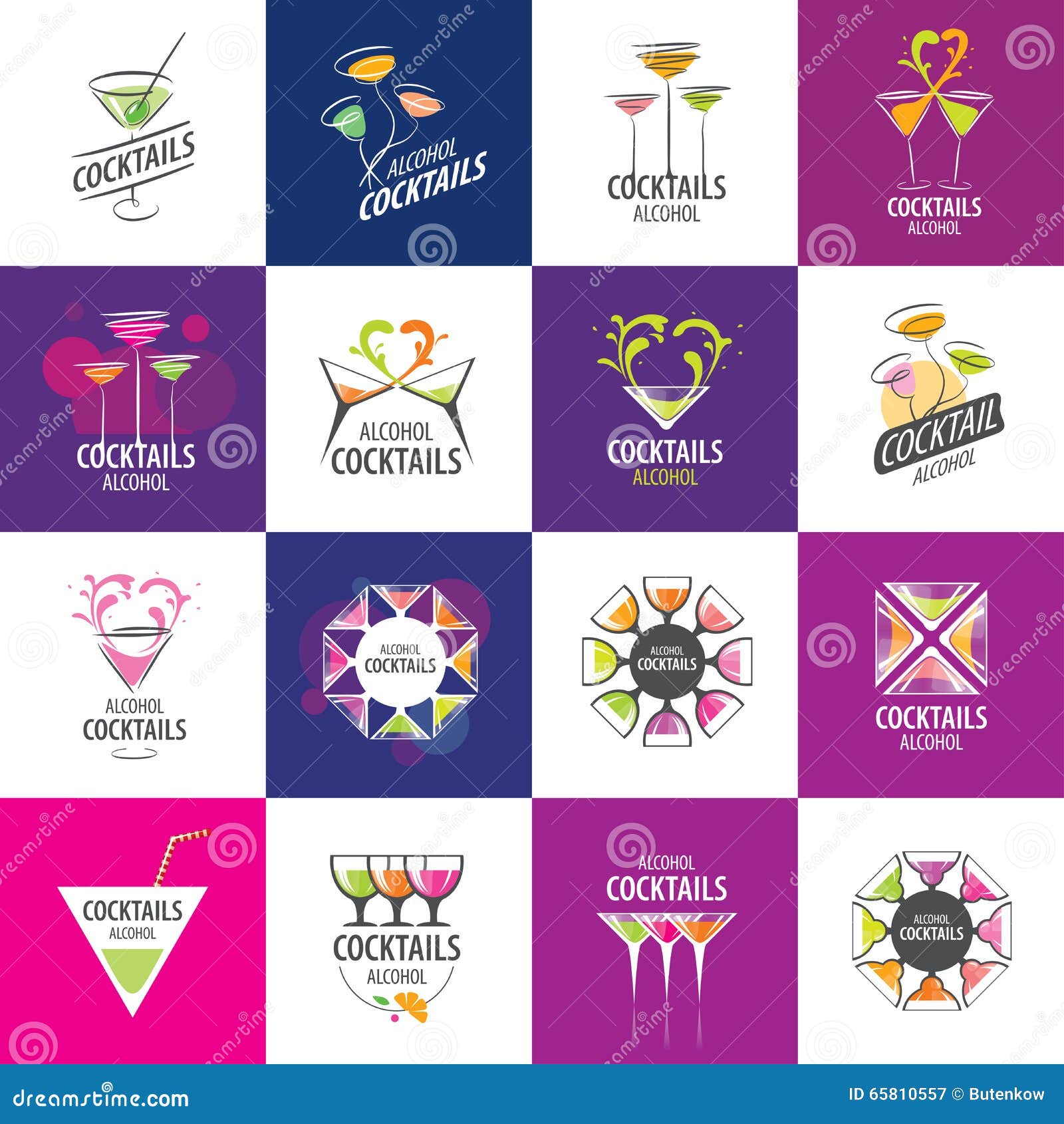 Alcoholic cocktails logo stock vector. Illustration of cool - 65810557