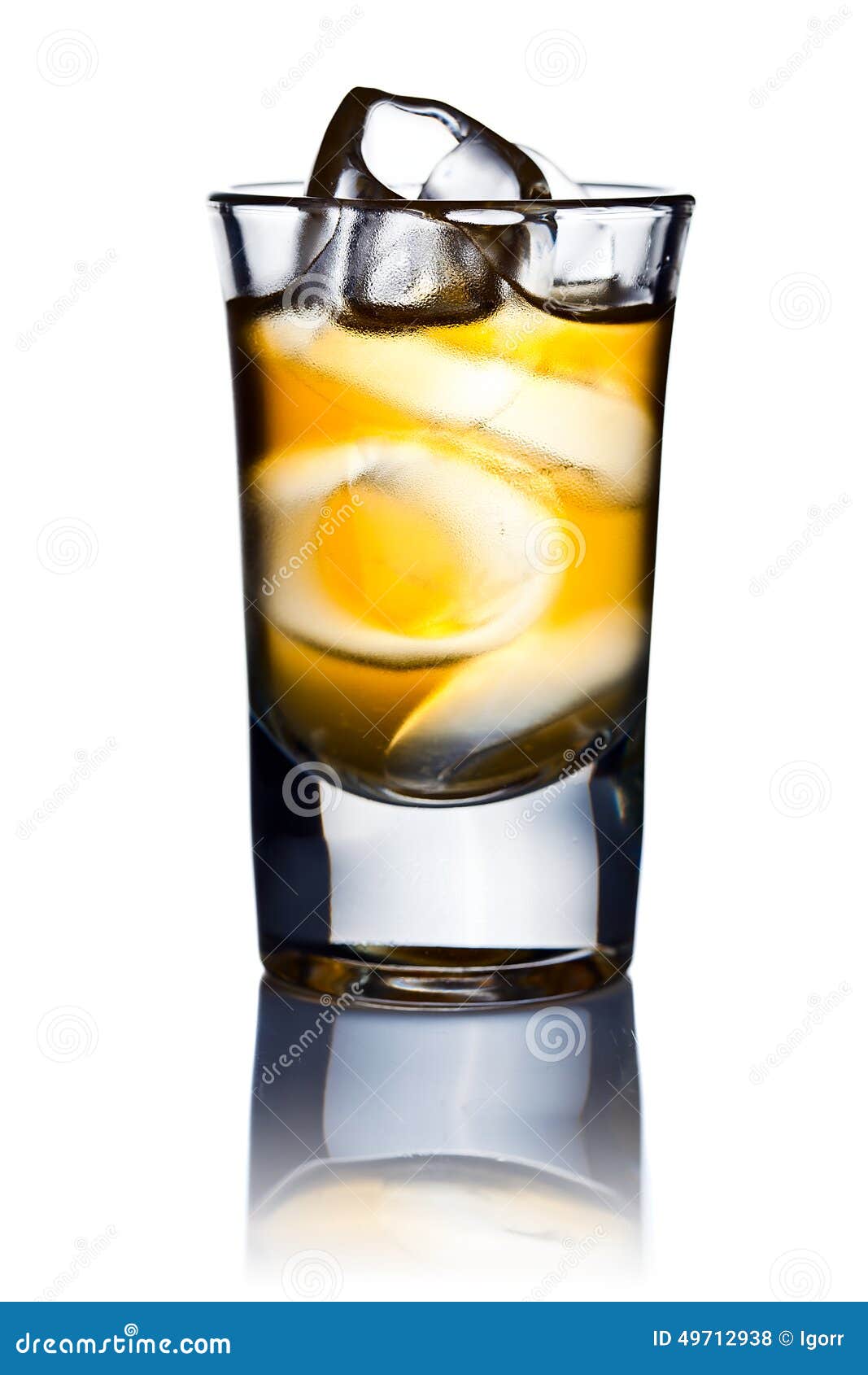 Alcoholic Drink and Natural Ice Isolated on White Stock Photo - Image ...