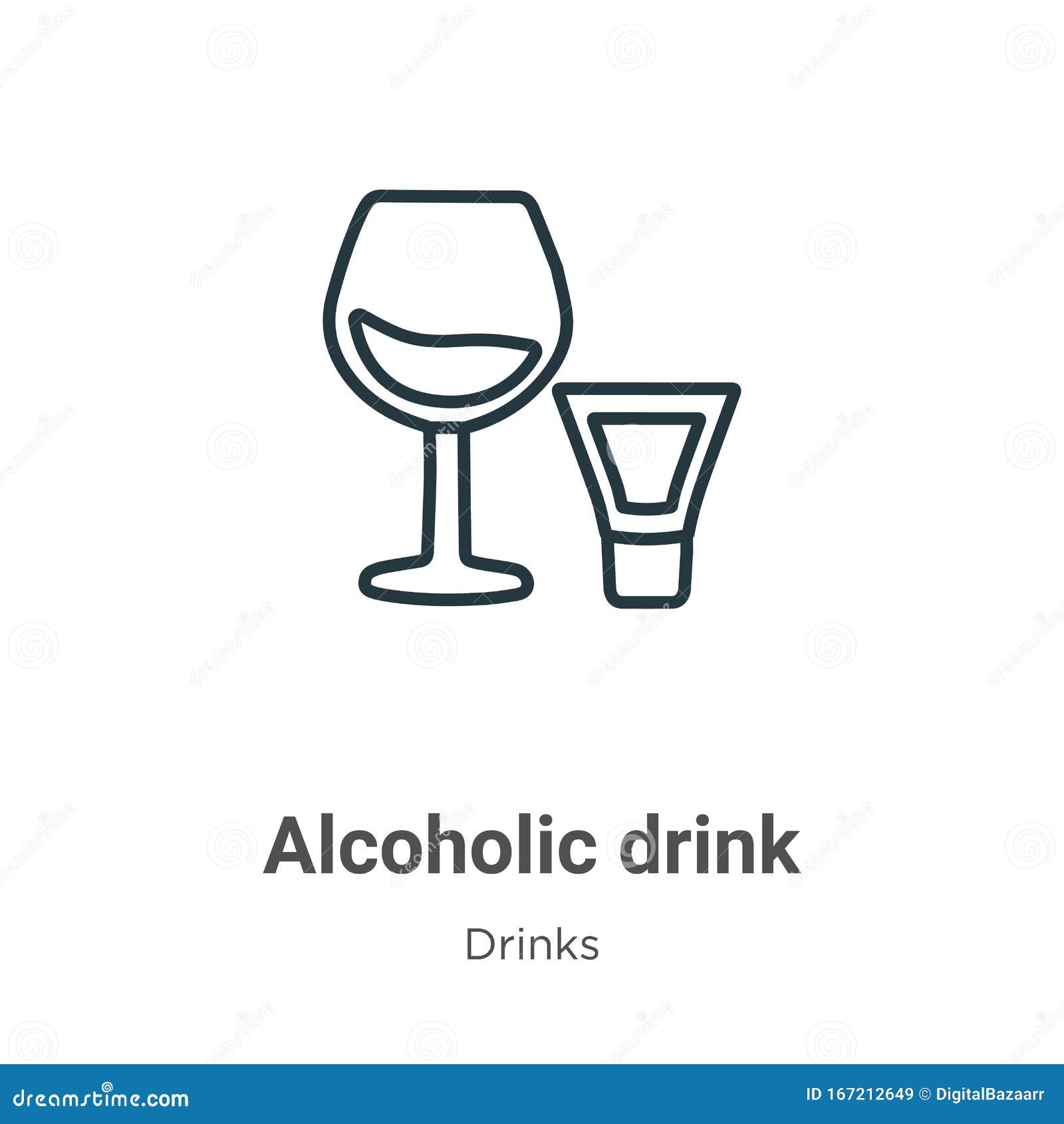 Alcoholic Drink Outline Vector Icon. Thin Line Black Alcoholic Drink ...