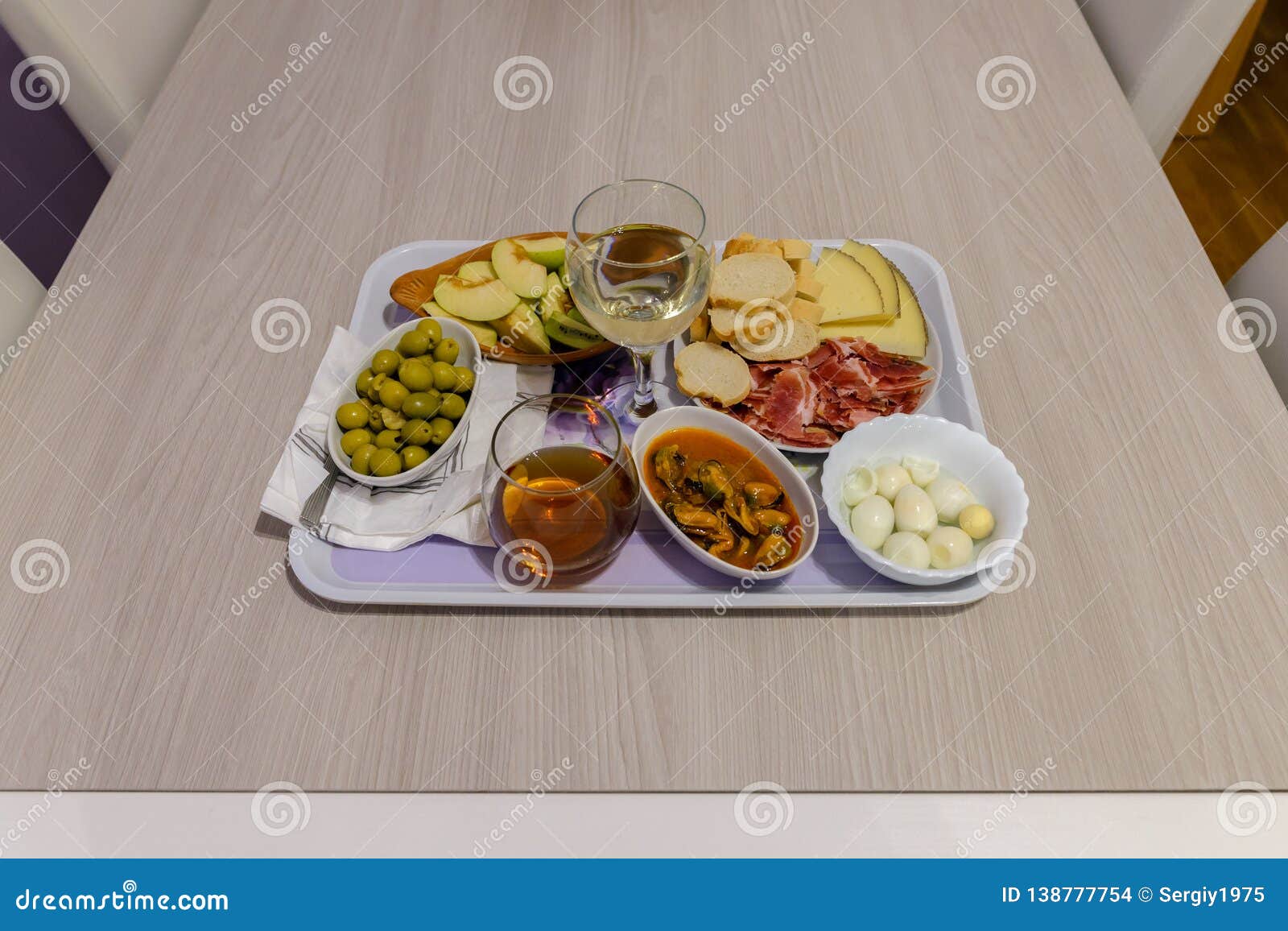 Alcoholic Drink on a Tray with Snacks Stock Photo - Image of dinner ...