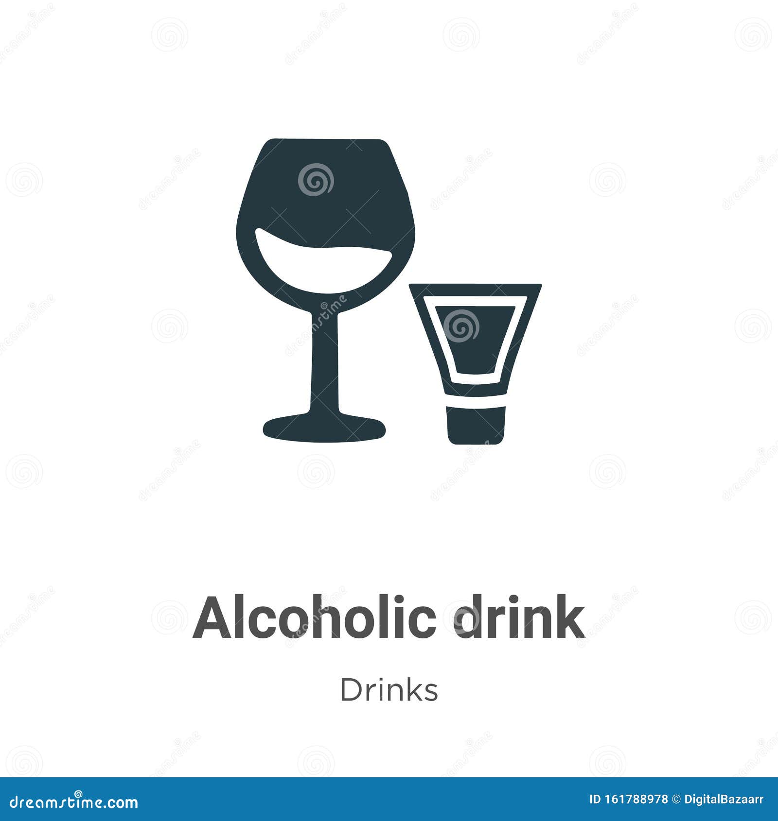 Alcoholic Drink Vector Icon on White Background. Flat Vector Alcoholic ...