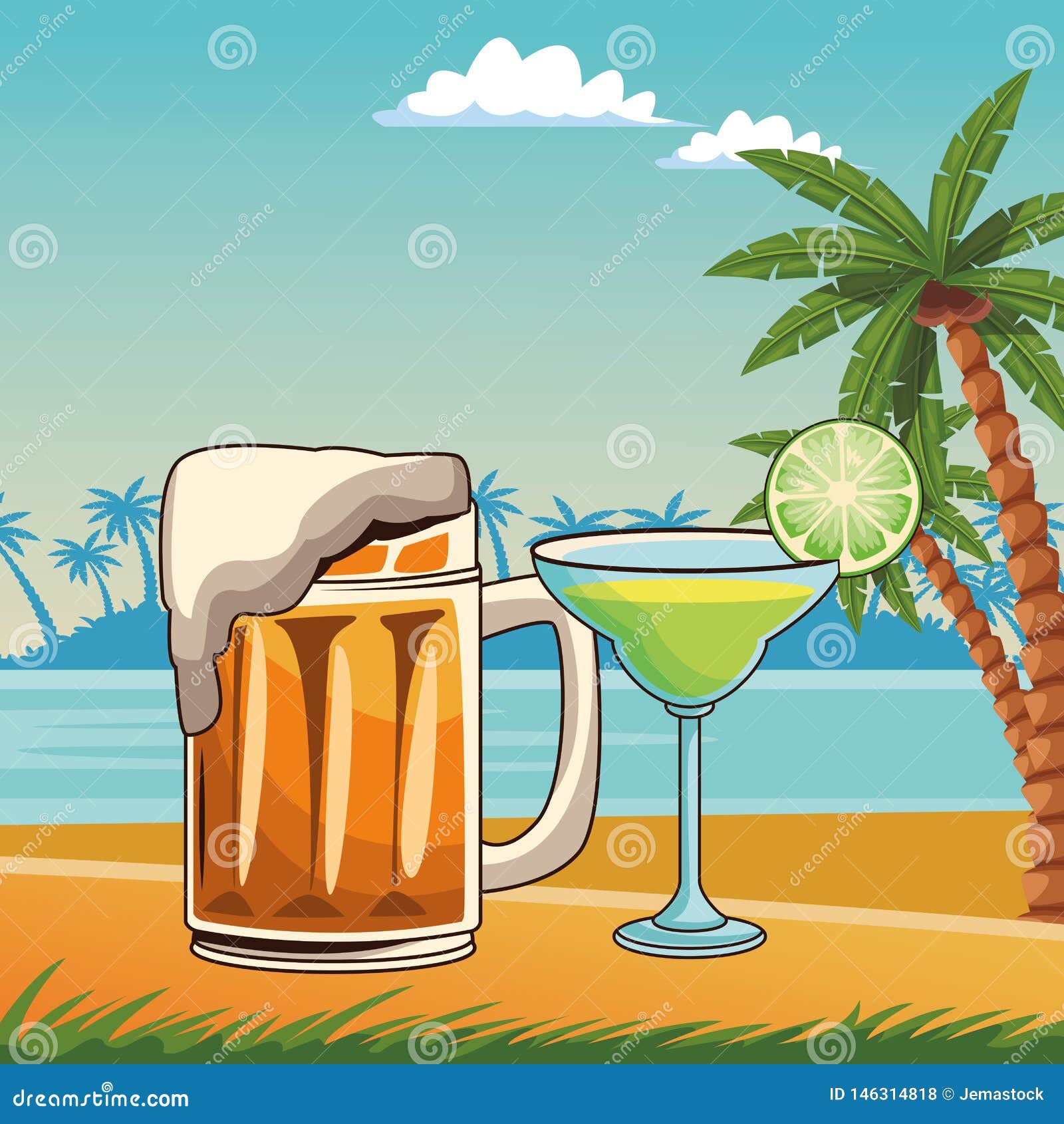 Alcoholic Drinks Beverages Cartoon Stock Vector - Illustration of icon ...