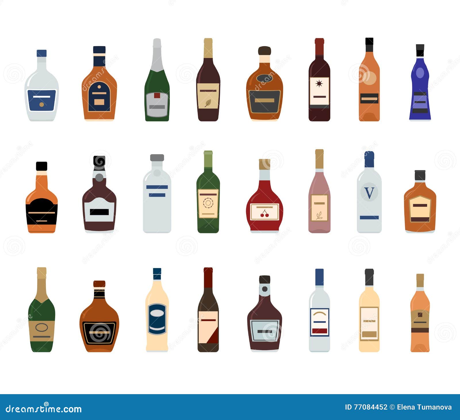 Alcoholic Drinks Bottles stock vector. Illustration of alcohol - 77084452