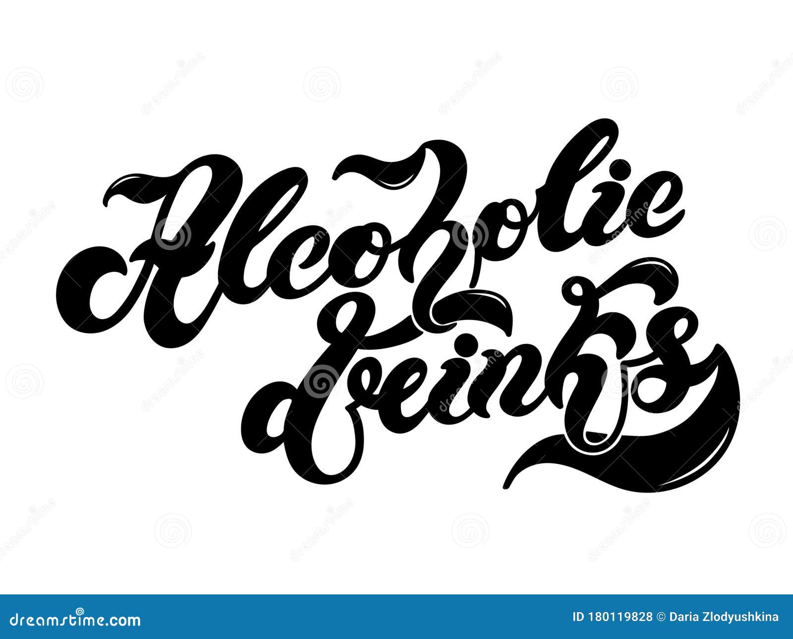 Alcoholic Drinks. Hand Drawn Lettering Stock Illustration ...