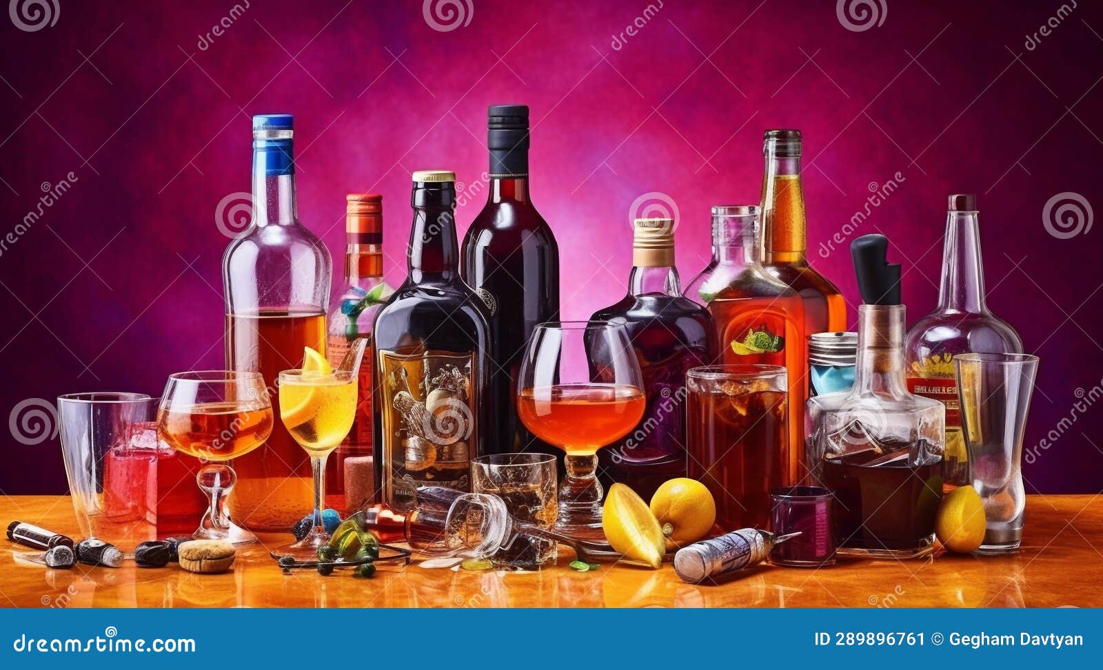 Alcoholic Drinks on the Table, Alcoholic Drinks on Abstract Background ...