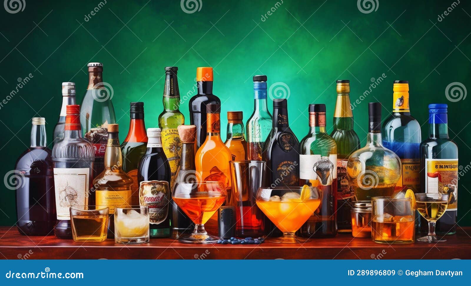 Alcoholic Drinks on the Table, Alcoholic Drinks on Abstract Background ...