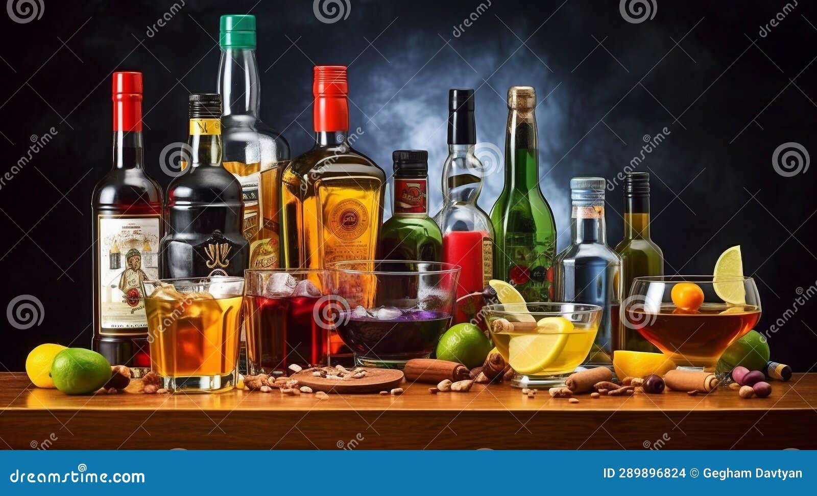 Alcoholic Drinks on the Table, Alcoholic Drinks on Abstract Background ...