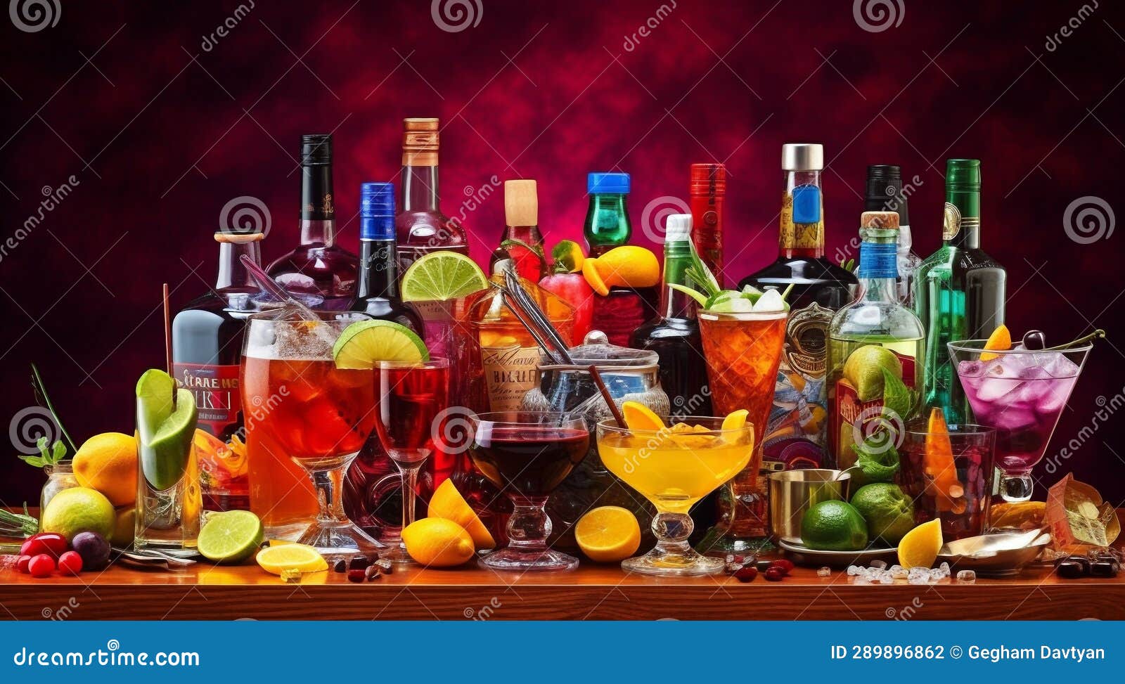 Alcoholic Drinks on the Table, Alcoholic Drinks on Abstract Background ...