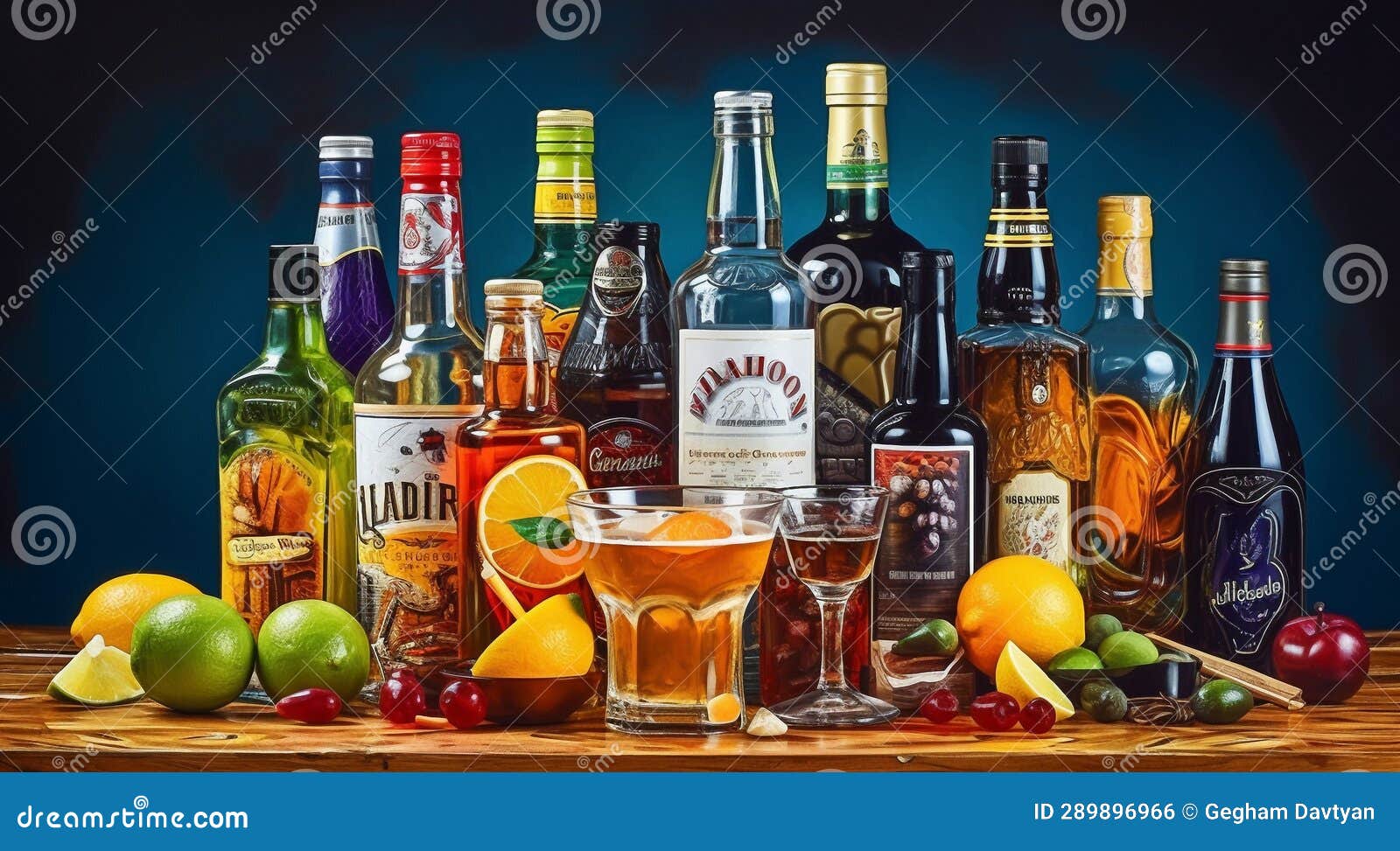 Alcoholic Drinks on the Table, Alcoholic Drinks on Abstract Background ...