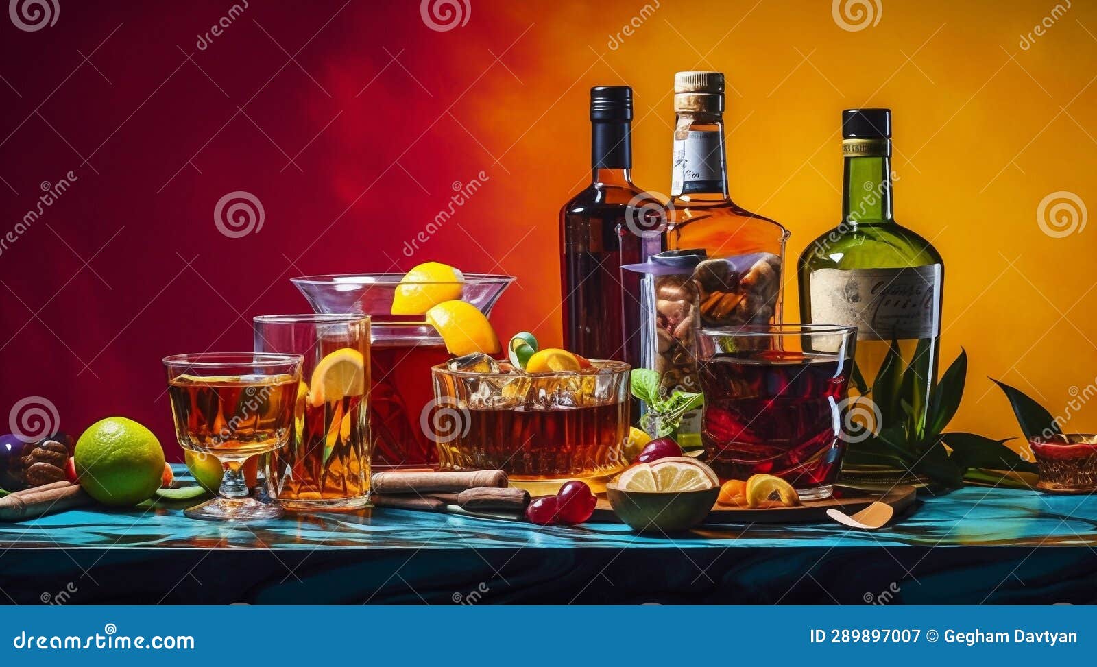 Alcoholic Drinks on the Table, Alcoholic Drinks on Abstract Background ...