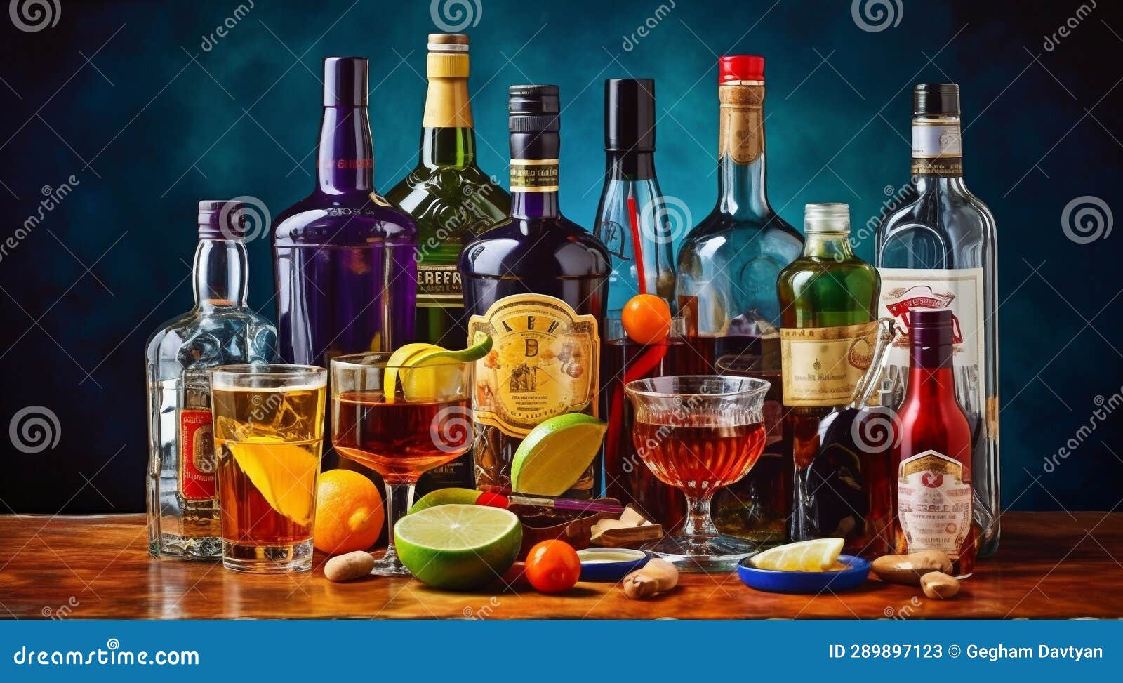 Alcoholic Drinks on the Table, Alcoholic Drinks on Abstract Background ...