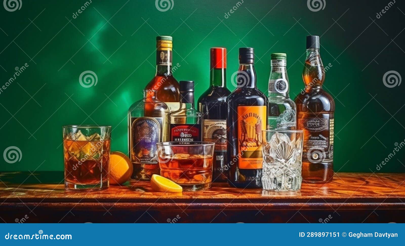 Alcoholic Drinks on the Table, Alcoholic Drinks on Abstract Background ...