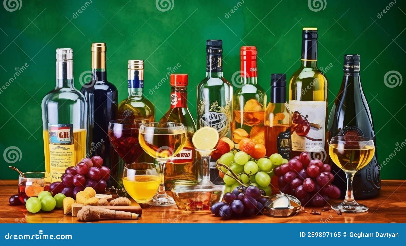 Alcoholic Drinks on the Table, Alcoholic Drinks on Abstract Background ...