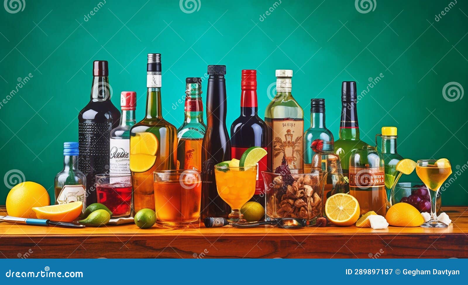 Alcoholic Drinks on the Table, Alcoholic Drinks on Abstract Background ...