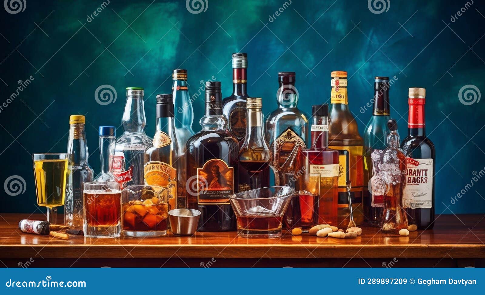 Alcoholic Drinks on the Table, Alcoholic Drinks on Abstract Background ...