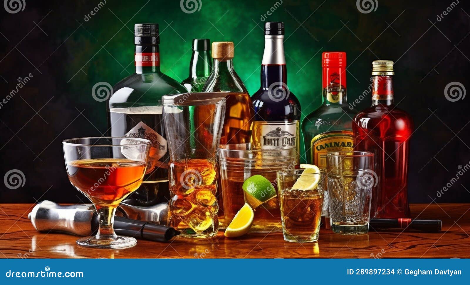 Alcoholic Drinks on the Table, Alcoholic Drinks on Abstract Background ...