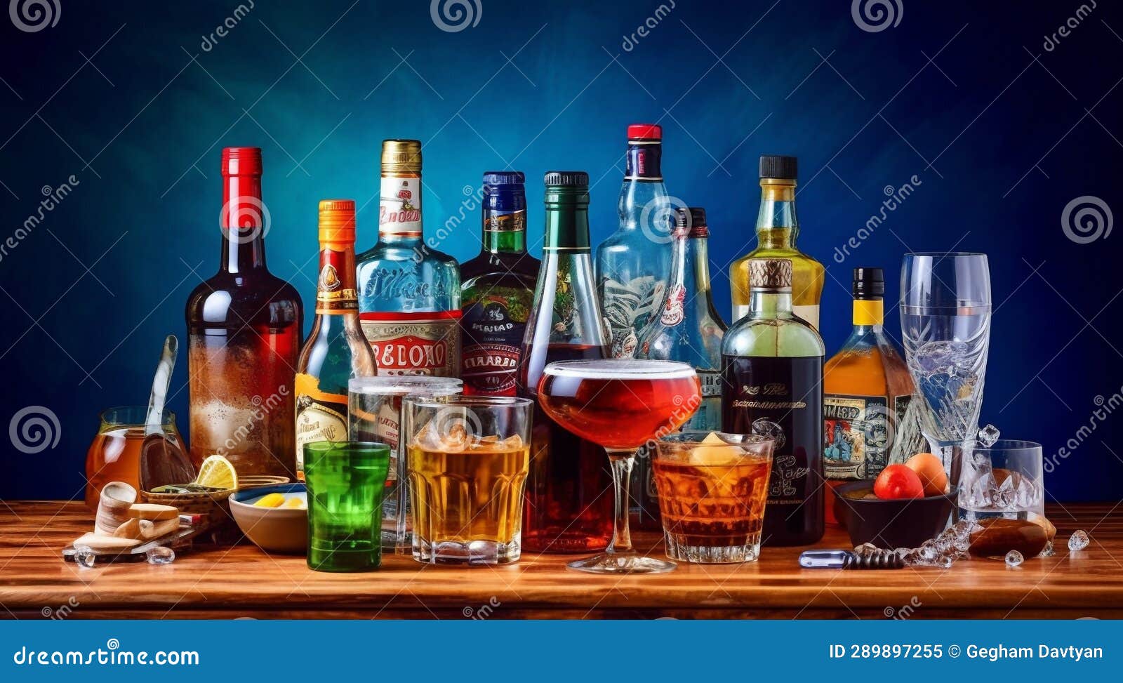 Alcoholic Drinks on the Table, Alcoholic Drinks on Abstract Background ...