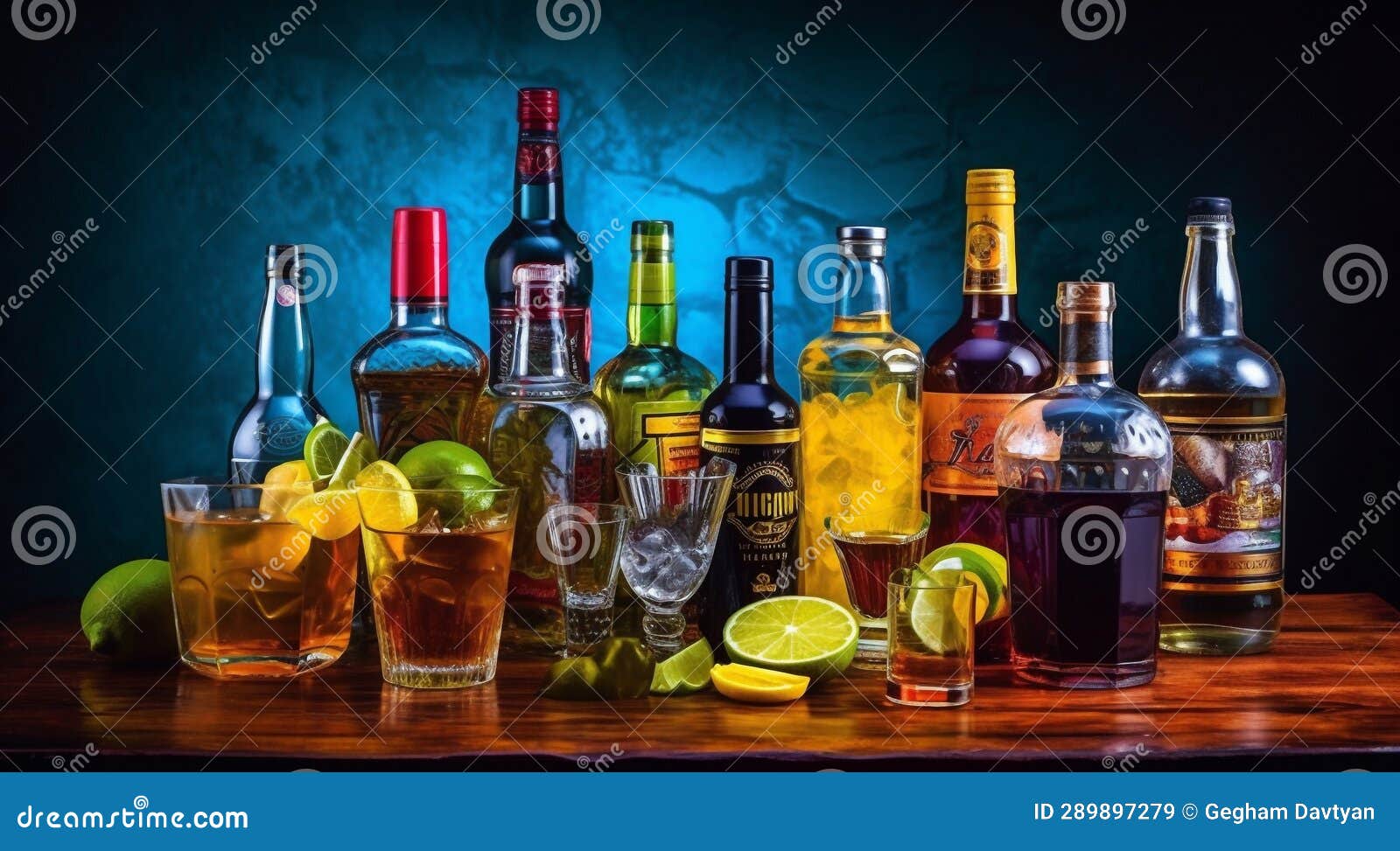 Alcoholic Drinks on the Table, Alcoholic Drinks on Abstract Background ...