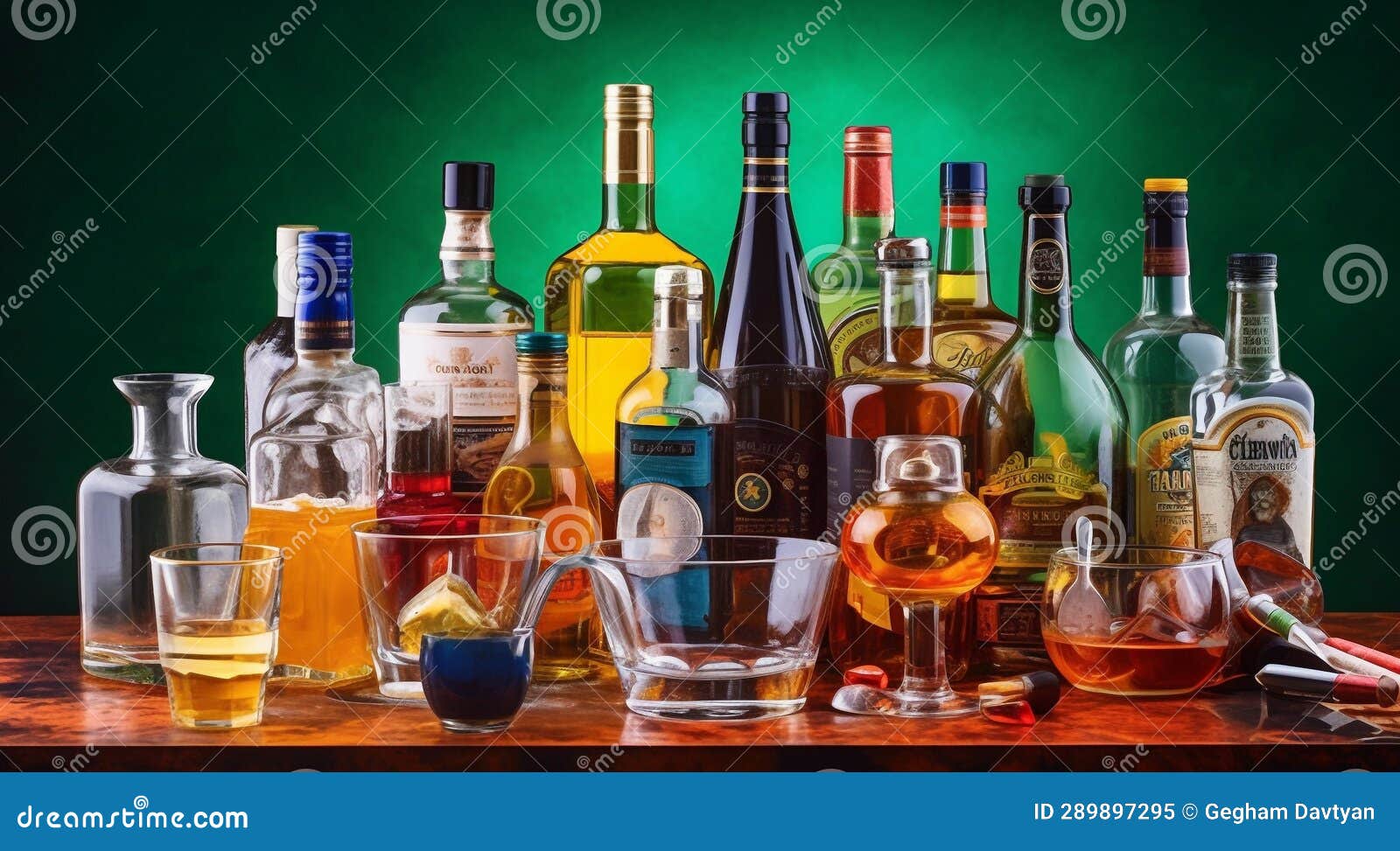 Alcoholic Drinks on the Table, Alcoholic Drinks on Abstract Background ...