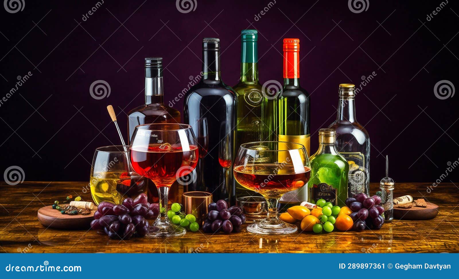 Alcoholic Drinks on the Table, Alcoholic Drinks on Abstract Background ...