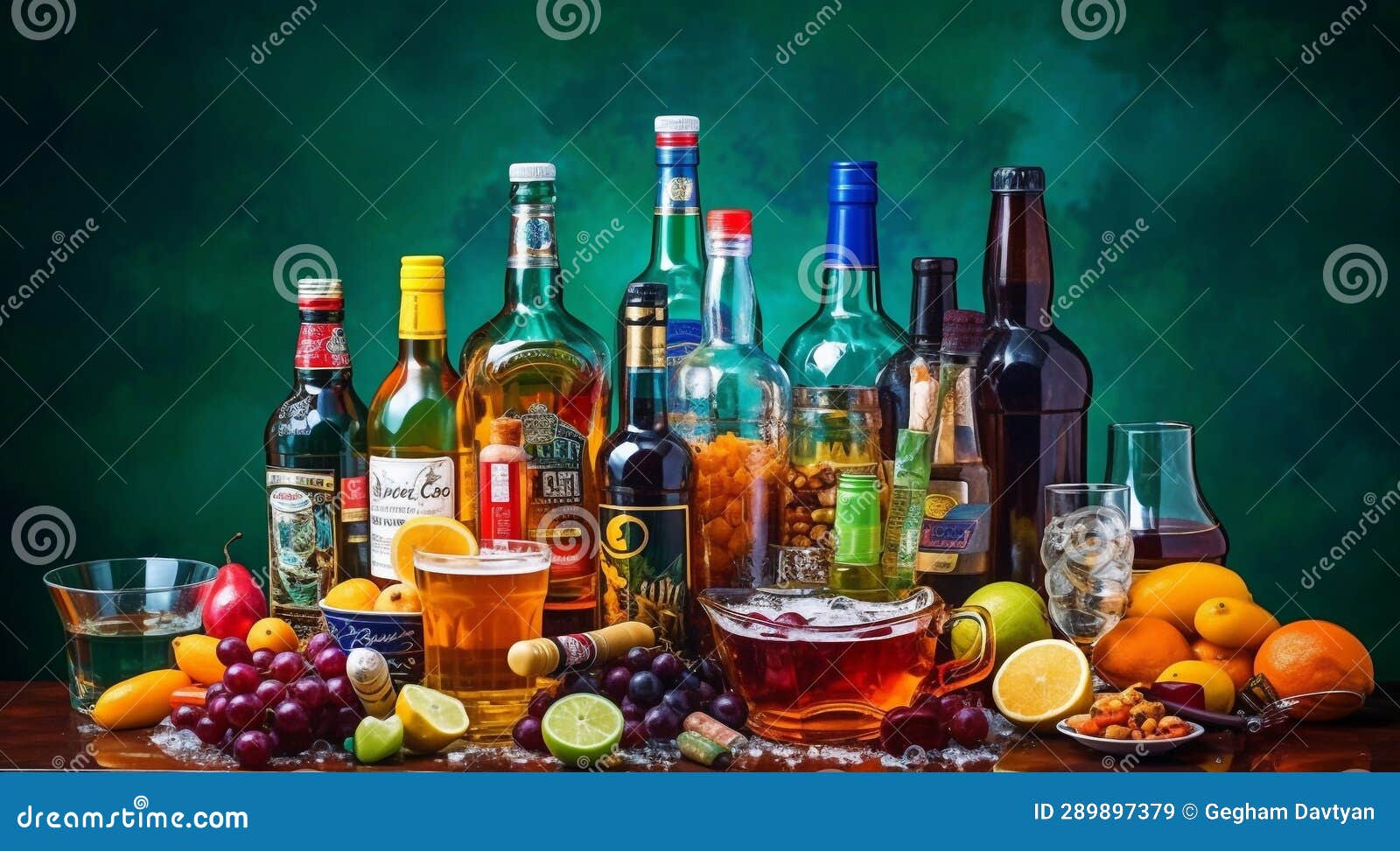 Alcoholic Drinks on the Table, Alcoholic Drinks on Abstract Background ...