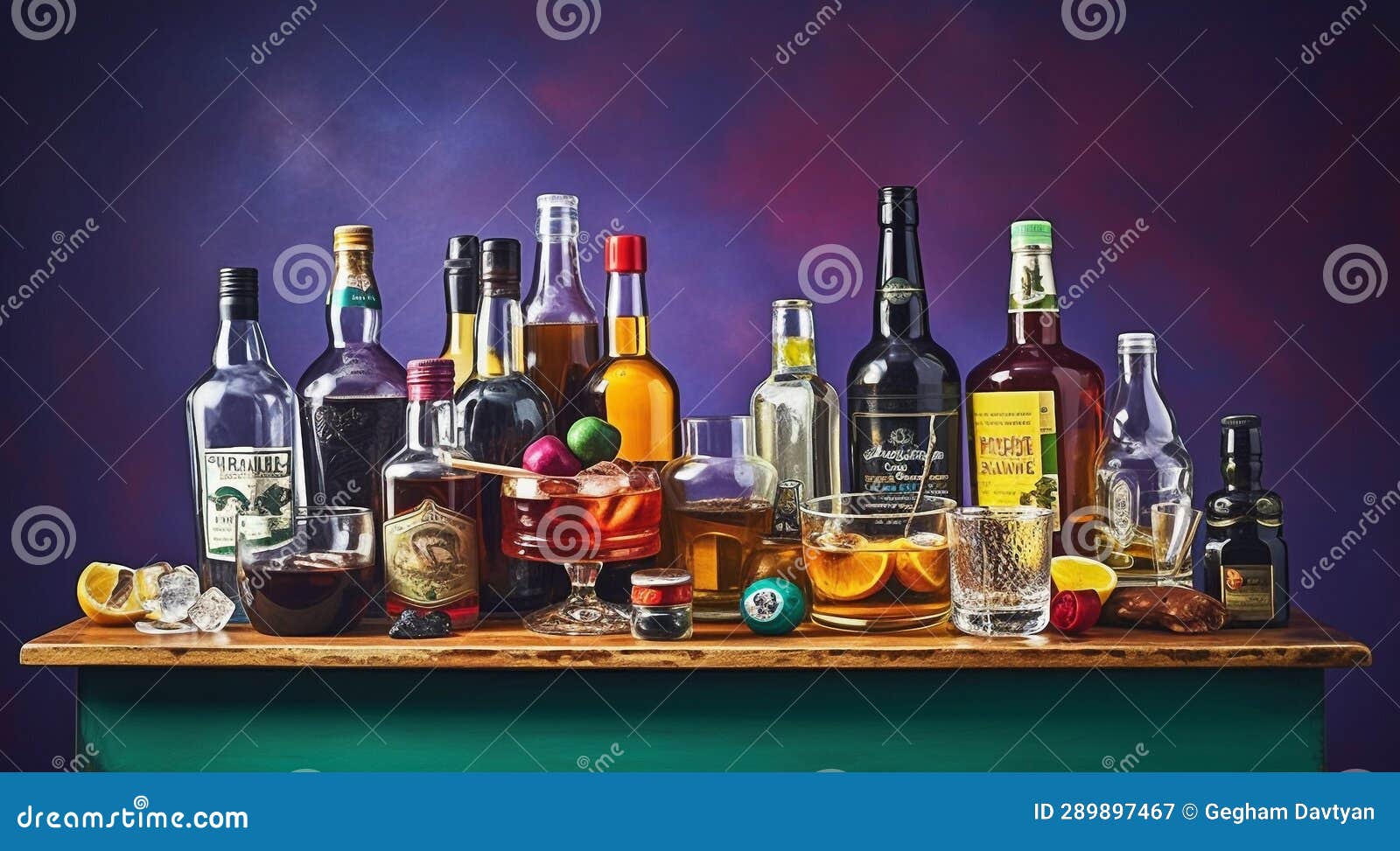 Alcoholic Drinks on the Table, Alcoholic Drinks on Abstract Background ...