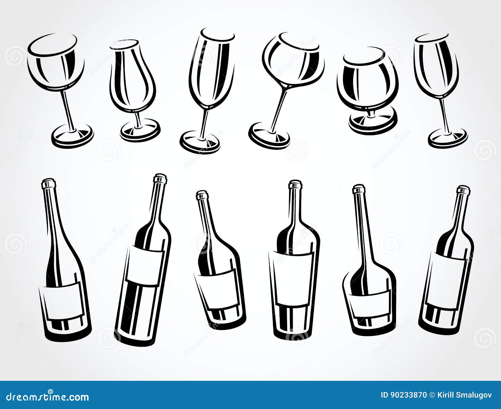 Alcoholic Glass Collection. Vector Stock Vector - Illustration of ...
