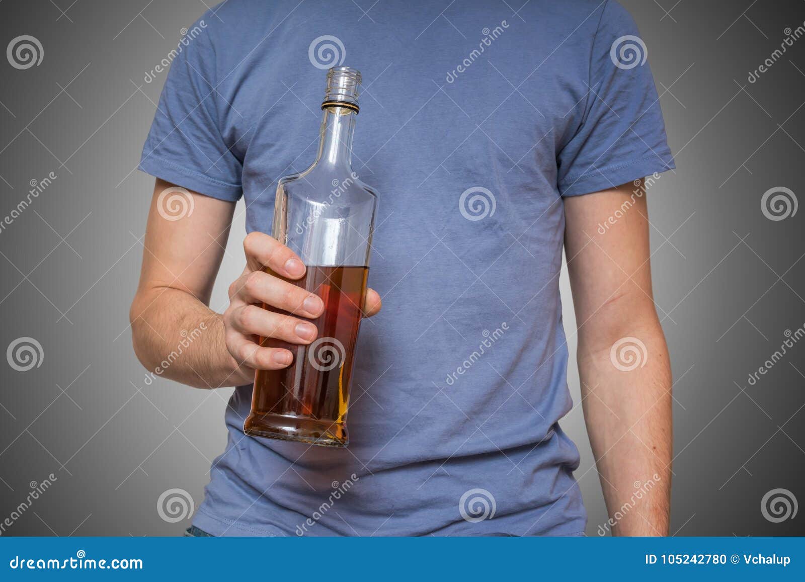 Alcoholic Man is Holding Bottle with Whiskey Stock Photo - Image of ...