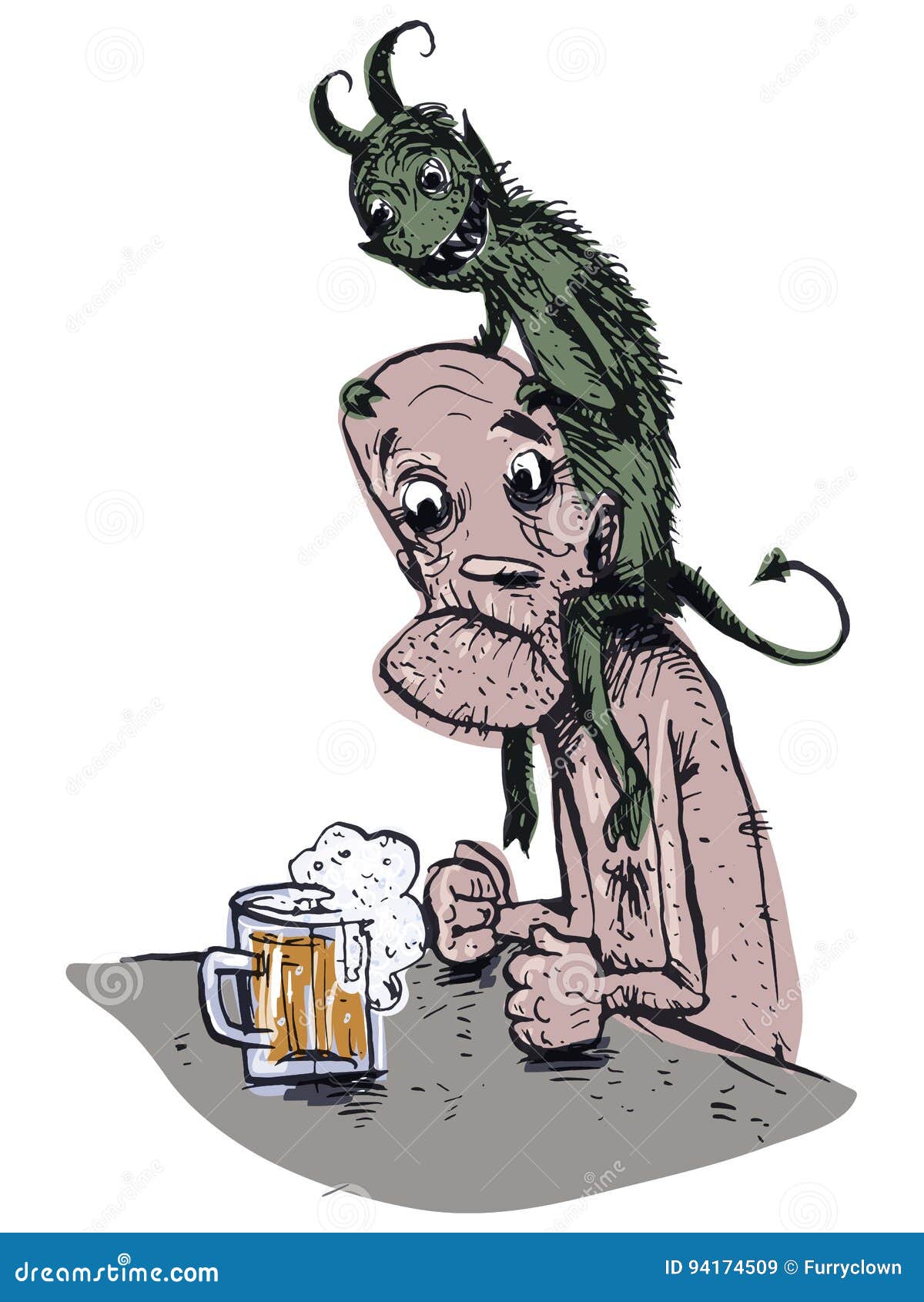 Alcoholic psychosis stock vector. Illustration of character - 94174509