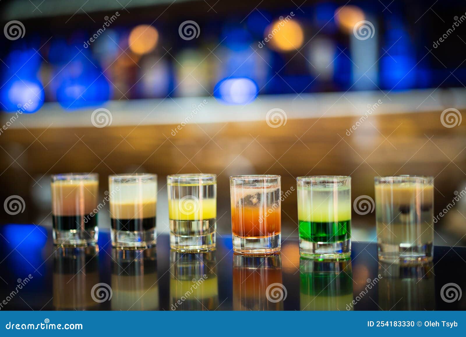 Alcoholic Shots at the Bar. Stock Photo - Image of night, closeup ...