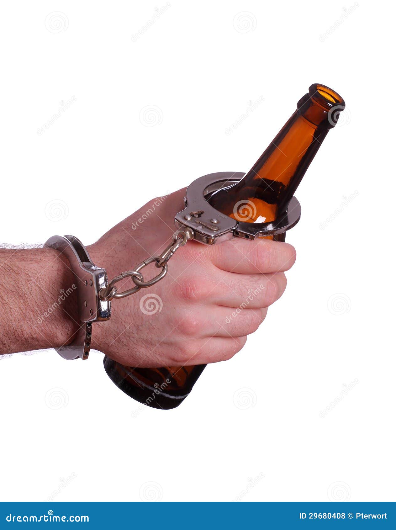 Alcoholism with Handcuff and Bottle Stock Photo - Image of iron, closed ...