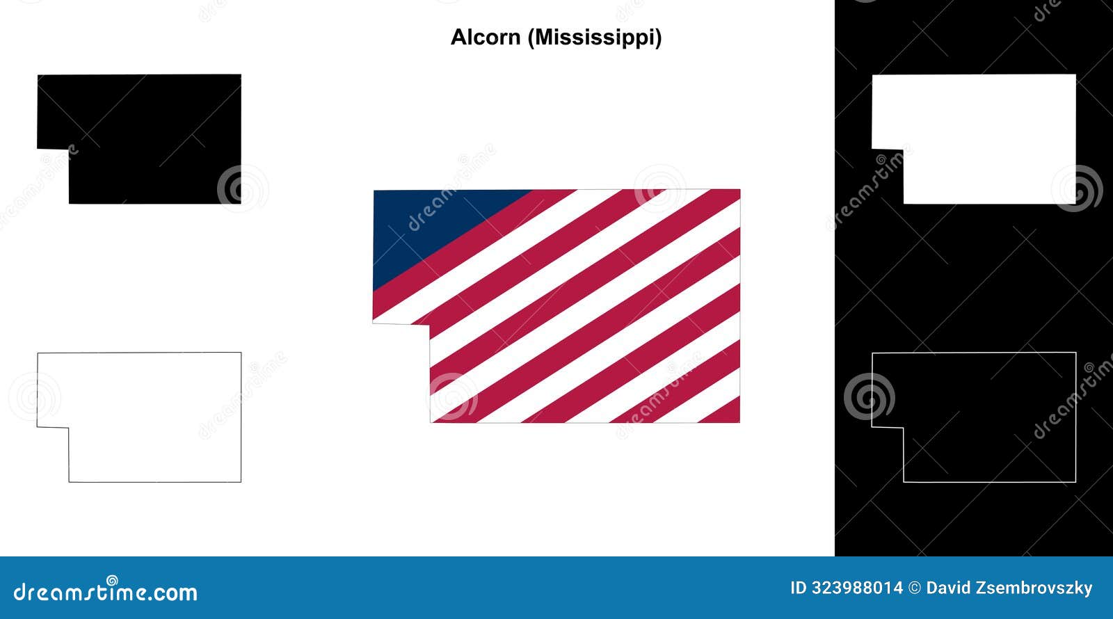 Map Of Alcorn County In Mississippi State On White Background. Single ...