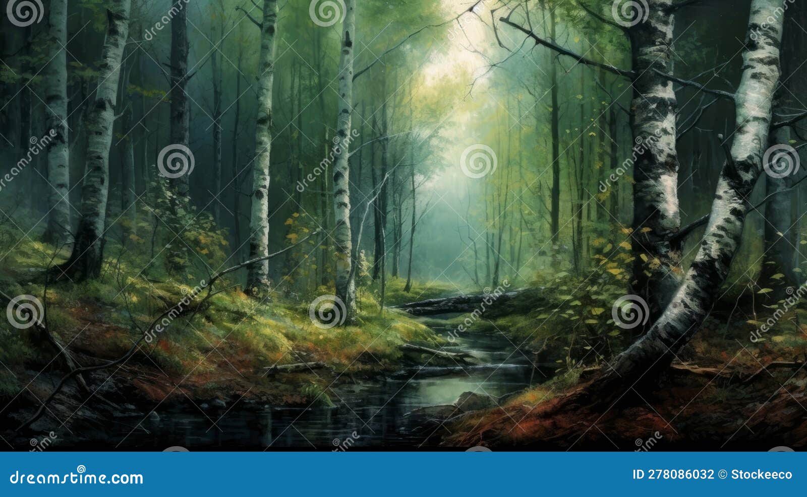 Alder in the Forest Landscape Stock Illustration - Illustration of ...
