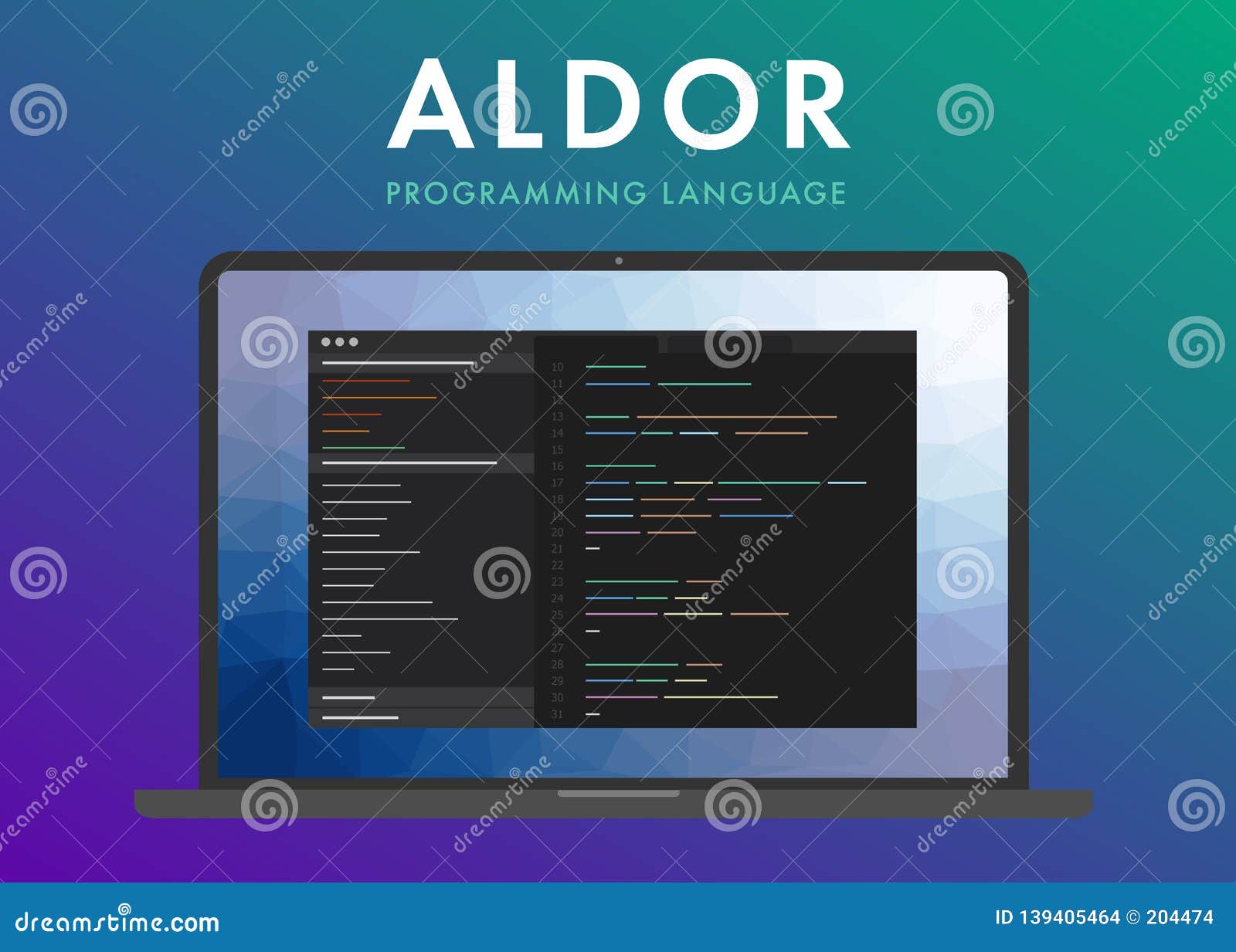 Aldor programming language stock vector. Illustration of line - 139405464