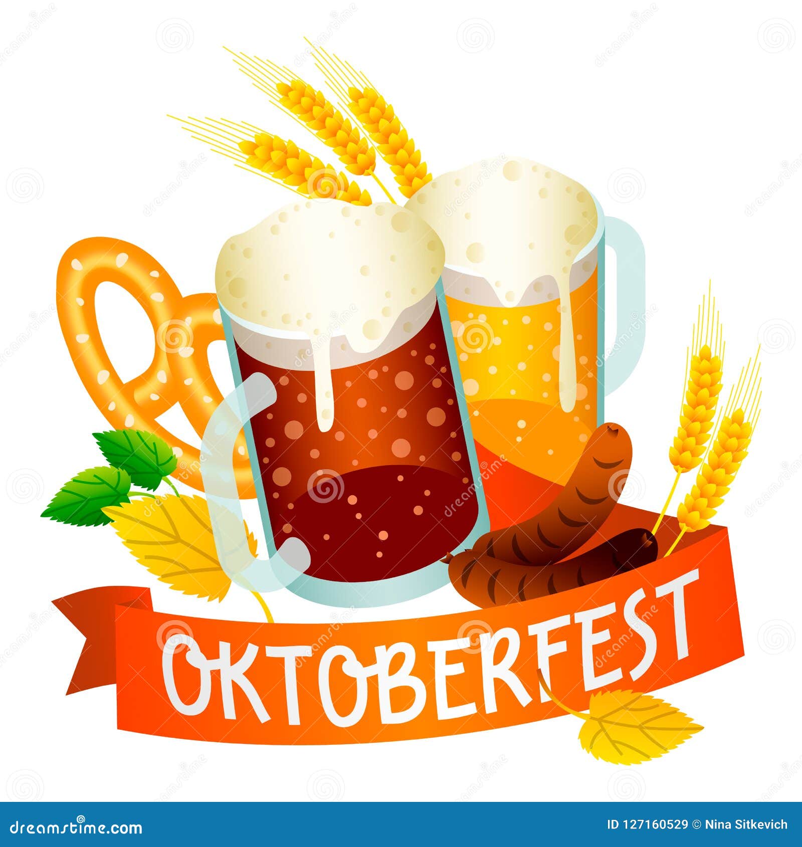 Ale Beer Oktoberfest Logo, Isometric Style Stock Vector - Illustration ...