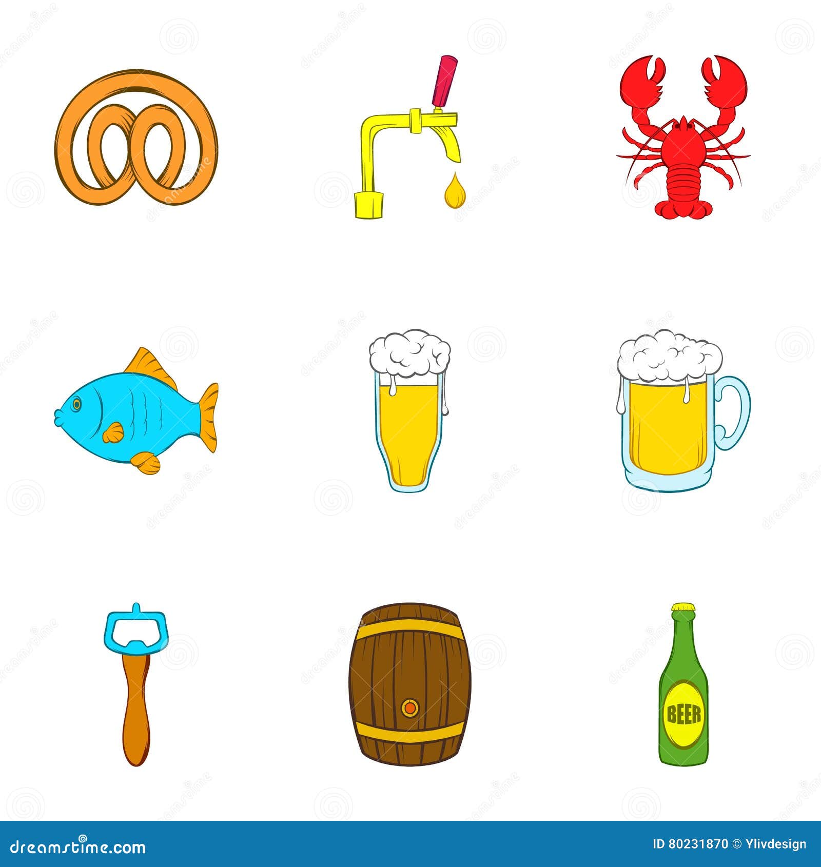 Ale Icons Set, Cartoon Style Stock Vector - Illustration of frosty ...