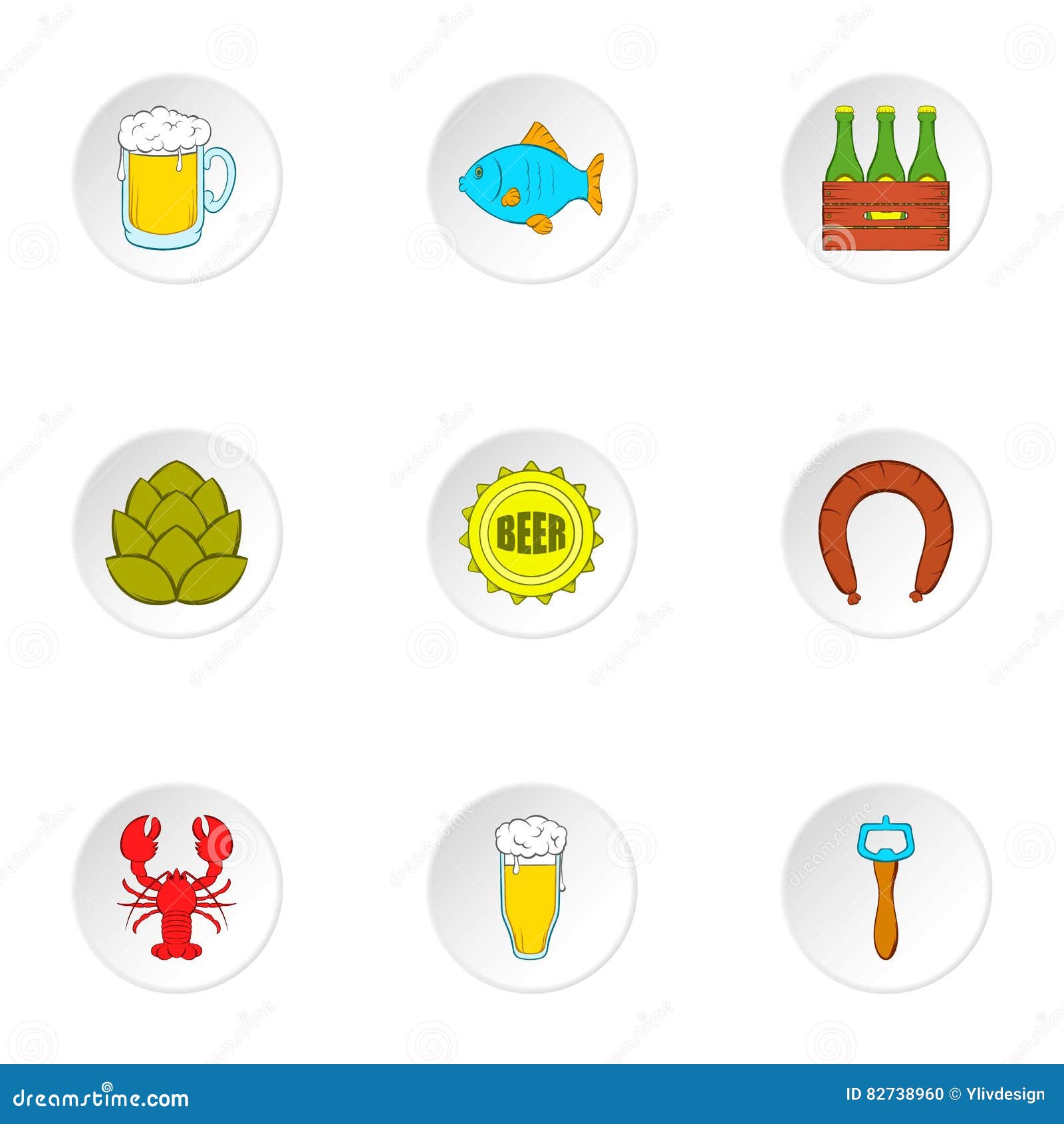 Ale Icons Set, Cartoon Style Stock Vector - Illustration of drawing ...