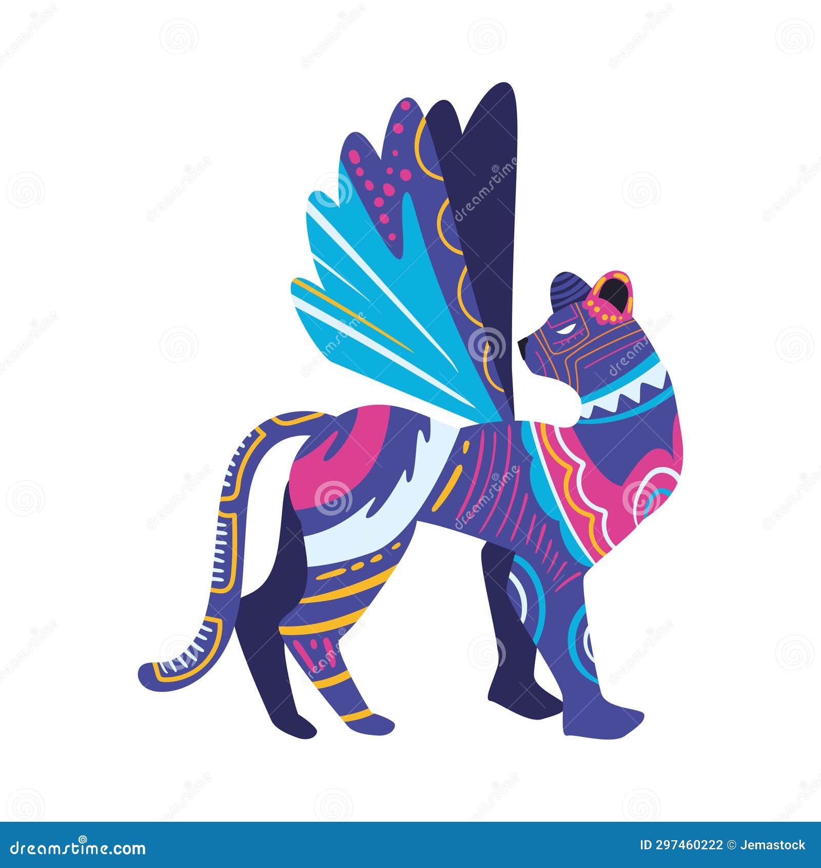 Alebrije mexico cat stock illustration. Illustration of creature ...
