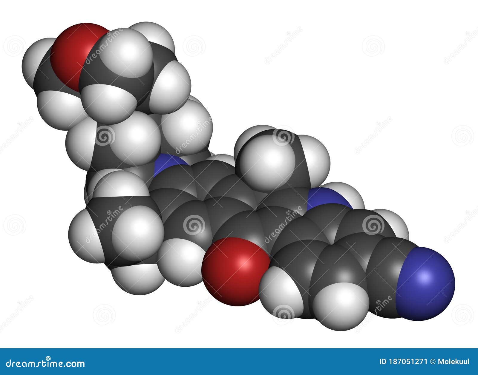 Alectinib Cancer Drug Molecule. 3D Rendering. Atoms are Represented As ...