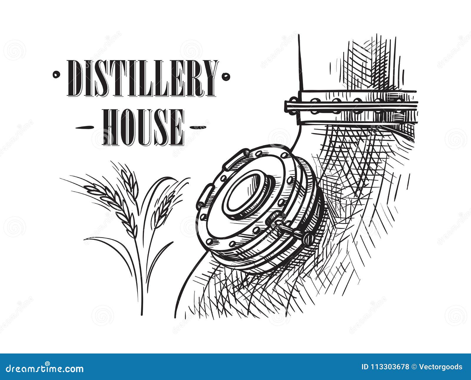 Alembic Still for Making Alcohol Inside Distillery Sketch Stock Vector ...